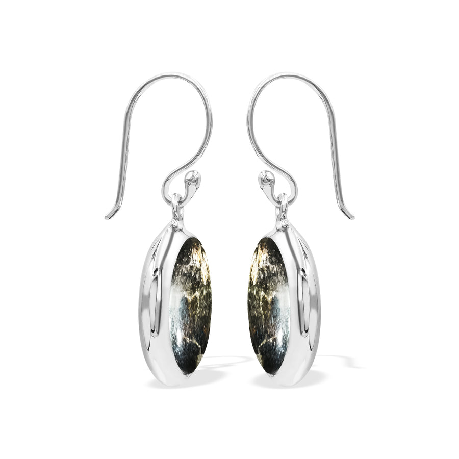 Starborn Round 15mm Muscovite Medallion Style Earring in Sterling Silv