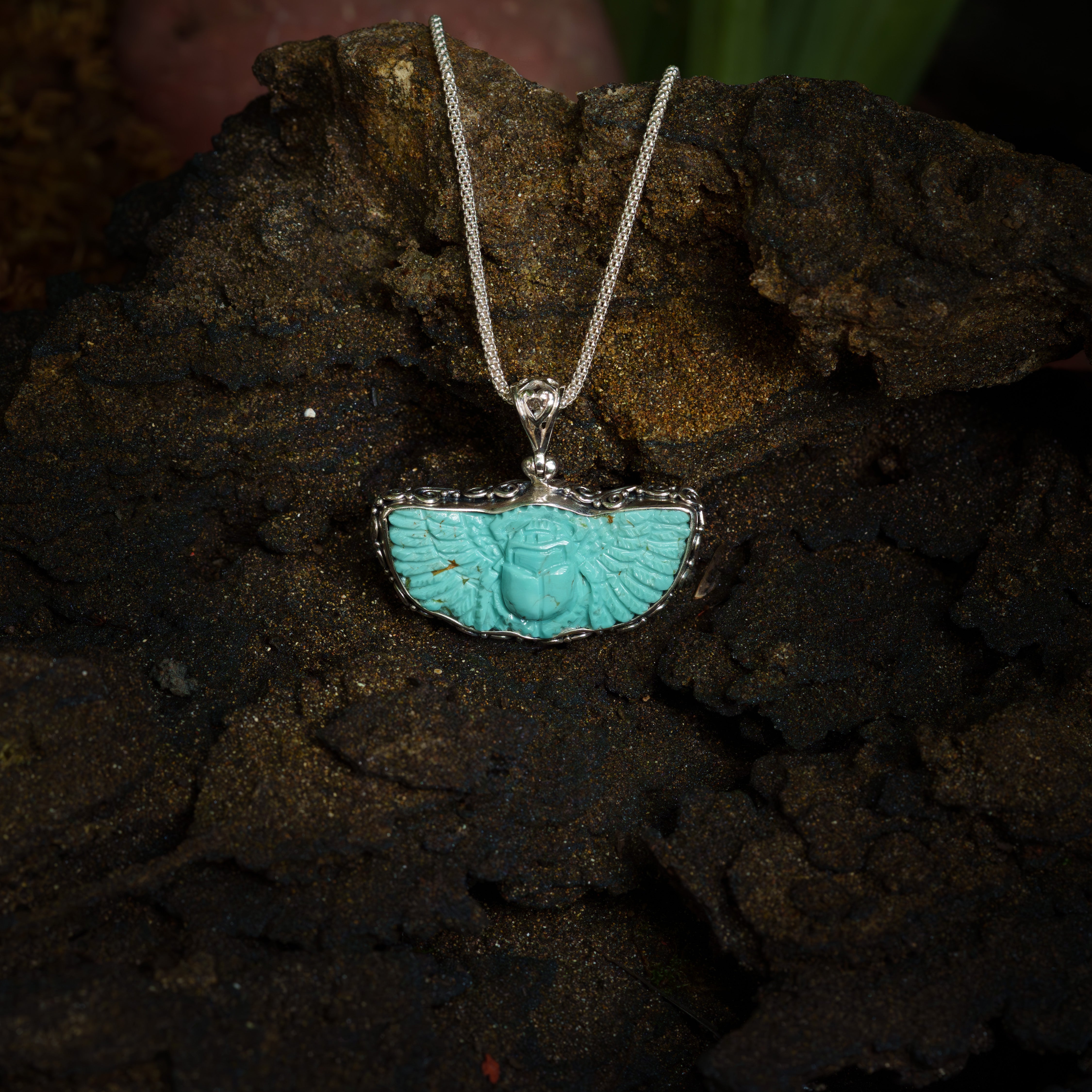 Starborn Turquoise Scarabaeus Pendant in Sterling Silver