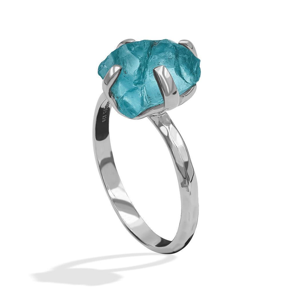 Rough Apatite Prong Set Ring in Sterling Silver | Starborn