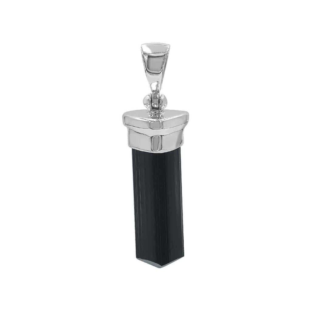 Natural Black Tourmaline Crystal Cap Set Pendant | Starborn