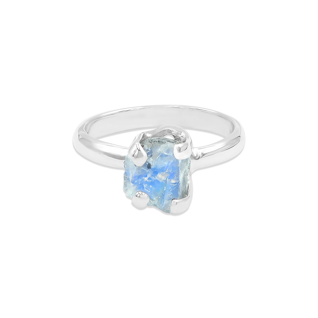Natural Rainbow Moonstone Prong Set Ring | Starborn Creations